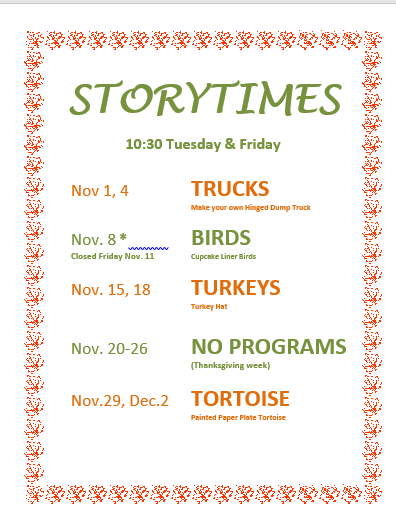 november-storytime-schedule | AMERICAN FALLS DISTRICT LIBRARY